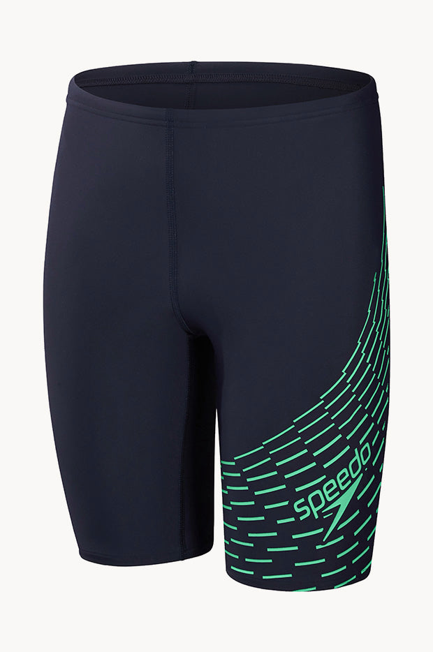 Speedo - Boys Medley Logo Jammer - Navy/Green | Swimwear Galore AU