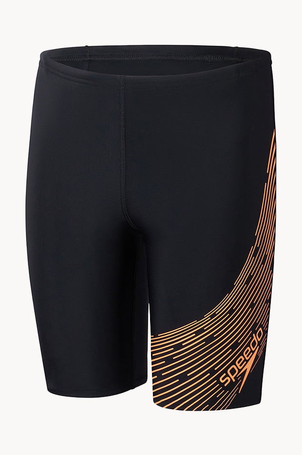 Speedo - Boys Medley Logo Jammer - Black/Orange | Swimwear Galore AU