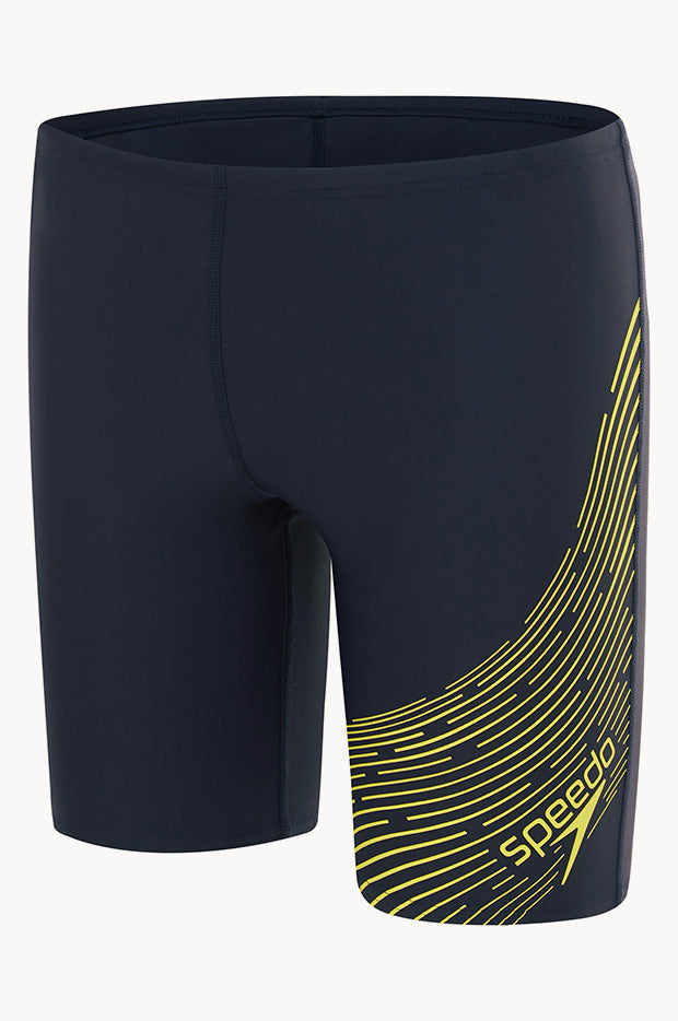Speedo - Boys Medley Logo Jammer - Navy/Yellow | Swimwear Galore AU