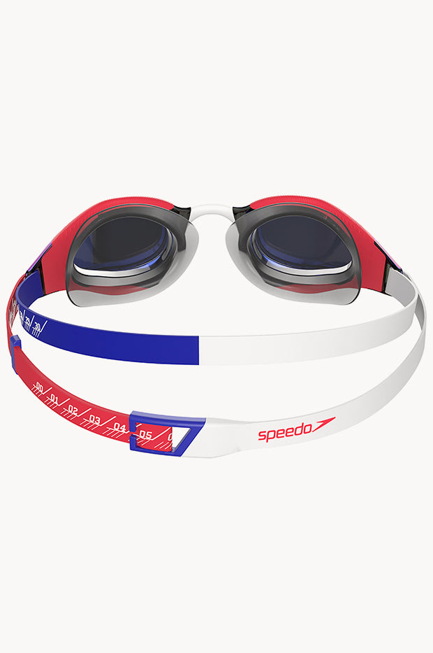 Speedo - Fastskin Hyper Elite Mirror Goggle - Red/Blue | Swimwear Galore US