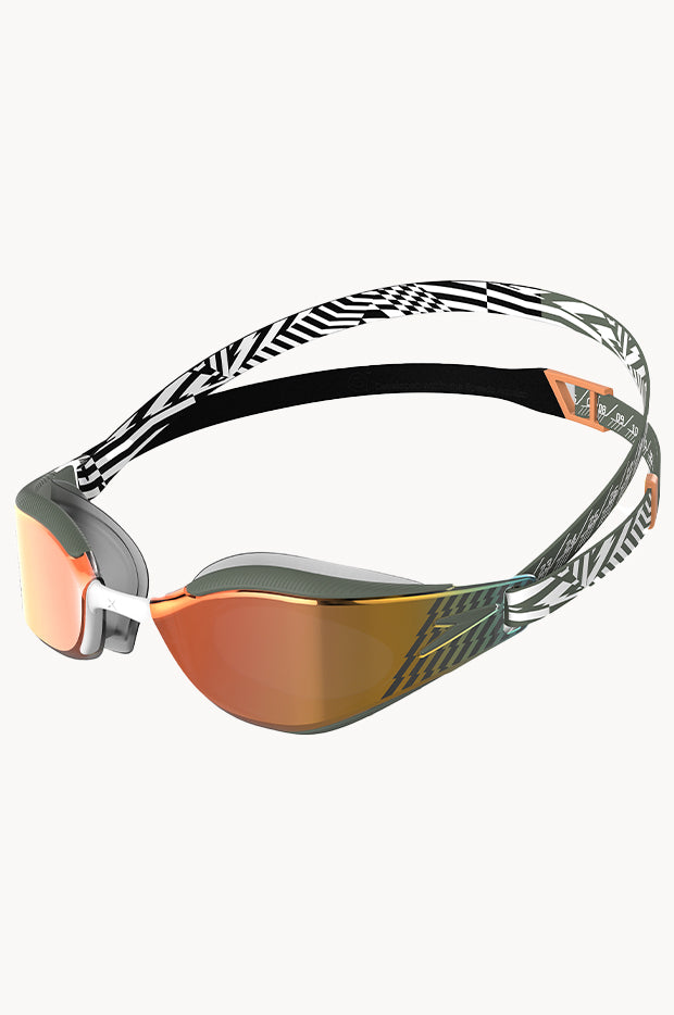 Speedo - Fastskin Hyper Elite Mirror Goggle - White/Green | Swimwear ...