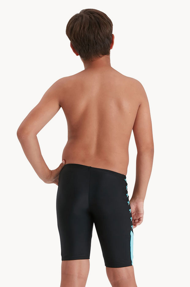 Speedo - Boys Boom Logo Splice Jammer - Black/Blue | Swimwear Galore AU
