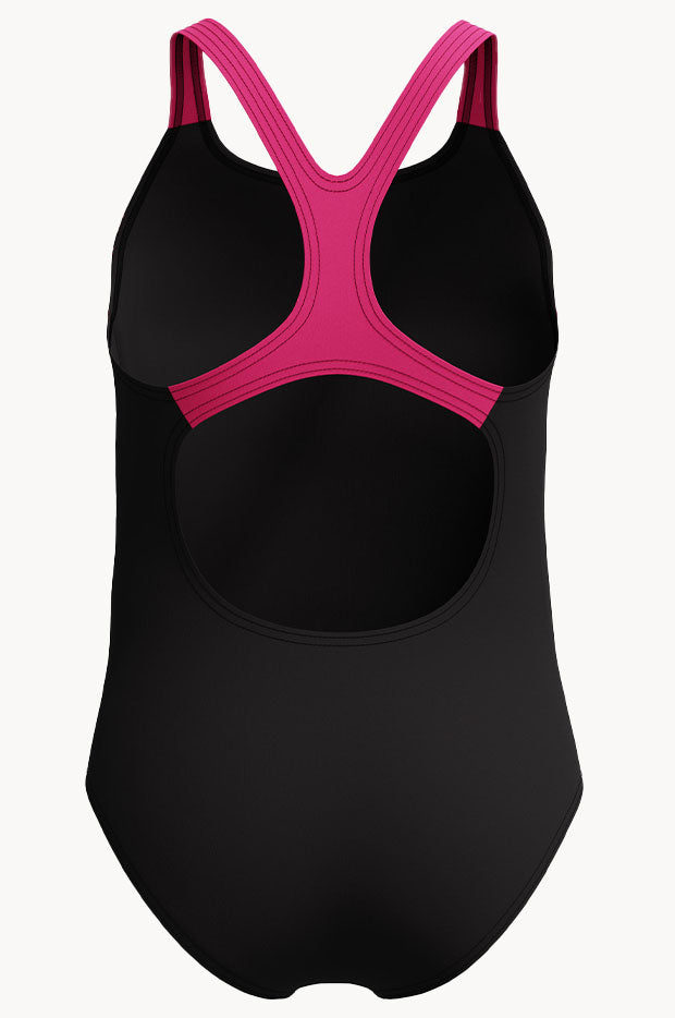 Speedo - Girls Medley Logo Medalist One Piece - Black/Pink | Swimwear ...