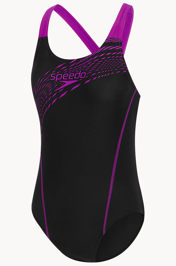 Speedo - Girls Medley Logo Medalist One Piece - Black/Purple