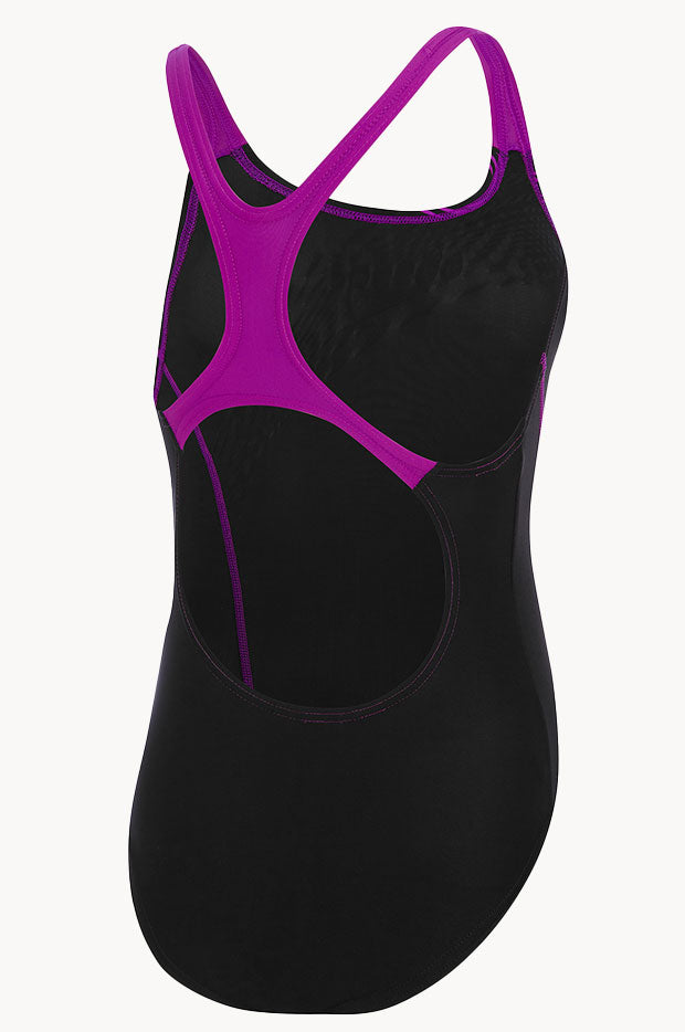 Speedo - Girls Medley Logo Medalist One Piece - Black/Purple