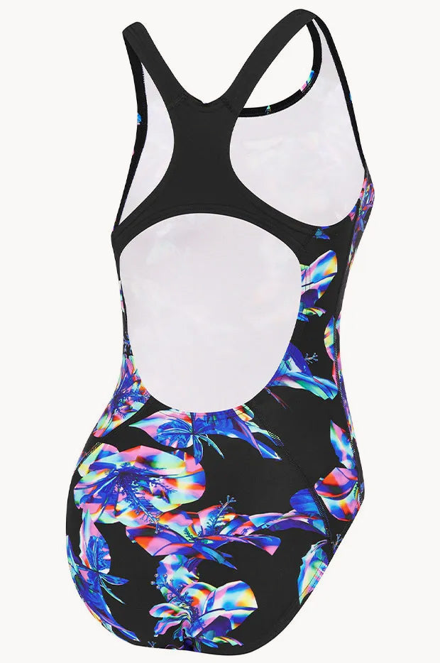 Speedo Digital Floral Medalist One Piece Black/Blue | Swimwear Galore AU