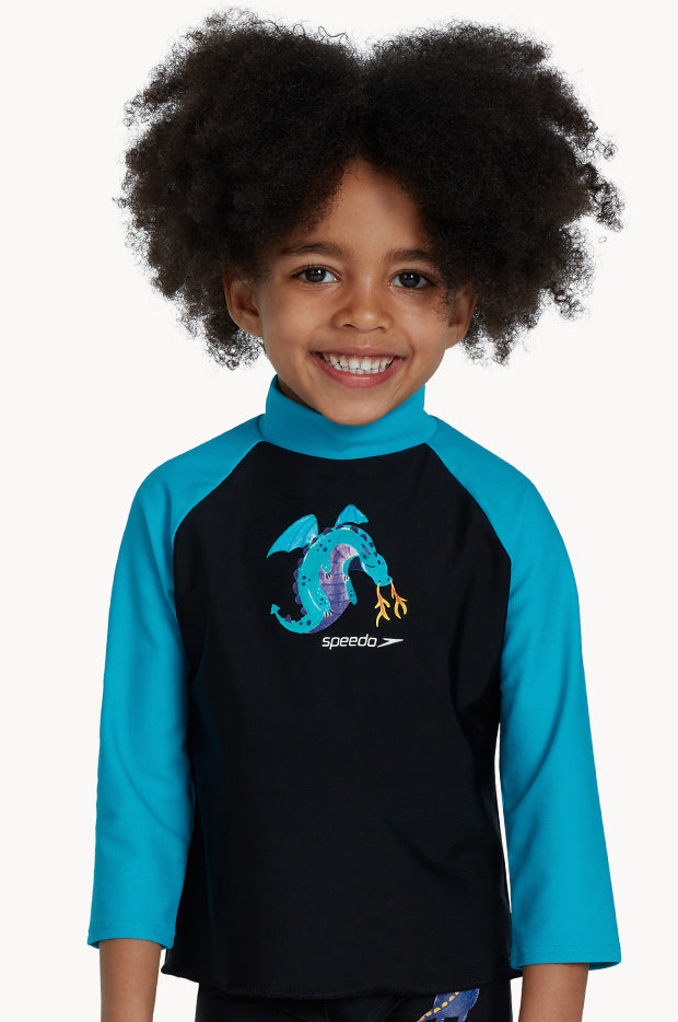 Speedo - Toddler Boys Dragon Suntop - Black/Blue | Swimwear Galore AU