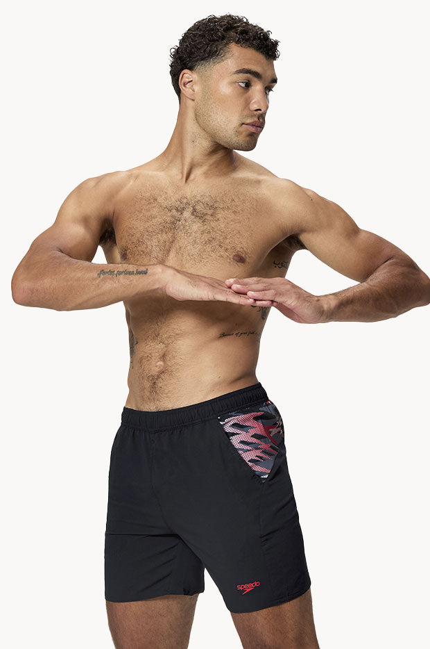Speedo - Mens Xpress Lite Panel 16" Watershort - Black/Red