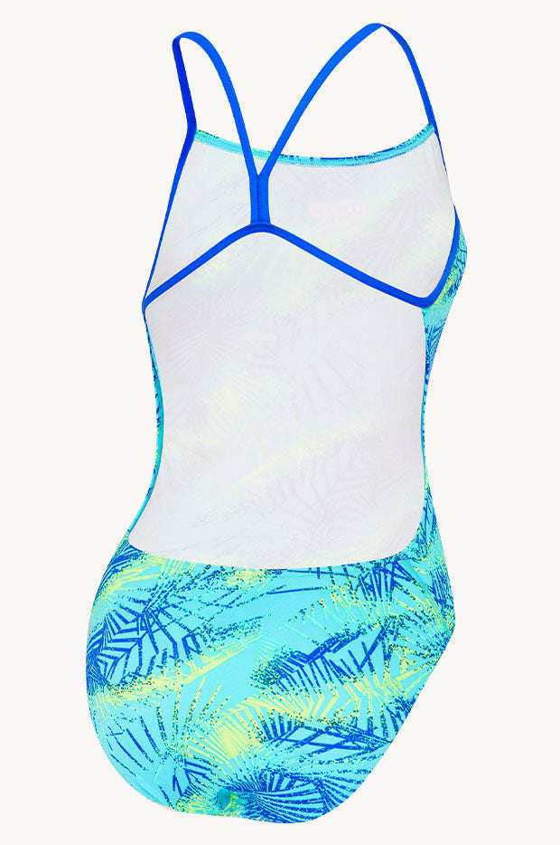 Speedo - Floral Thin Strap V Back One Piece - Turquoise | Swimwear ...