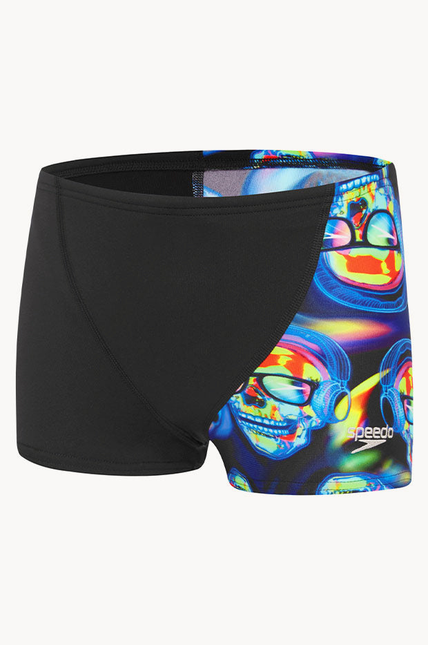Speedo Boys Boom Skull Aquashort Black/Blue | Swimwear Galore AU