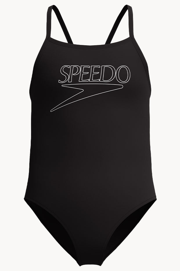 Speedo - Girls Classic Logo One Piece - Black | Swimwear Galore EU