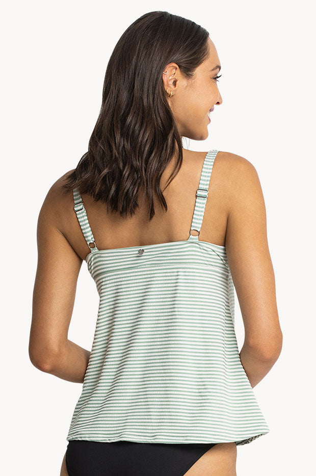 Sunseeker Summer Stripe Frill Tankini Separate Khaki | Swimwear Galore AU