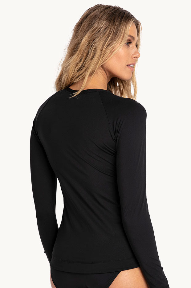 Sunseeker - Basix Zip Front Suntop - Black | Swimwear Galore AU
