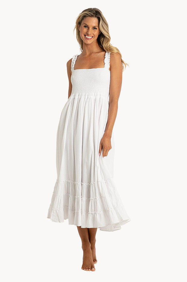 Sunseeker Coachella Shirred Sun Dress White | Swimwear Galore AU