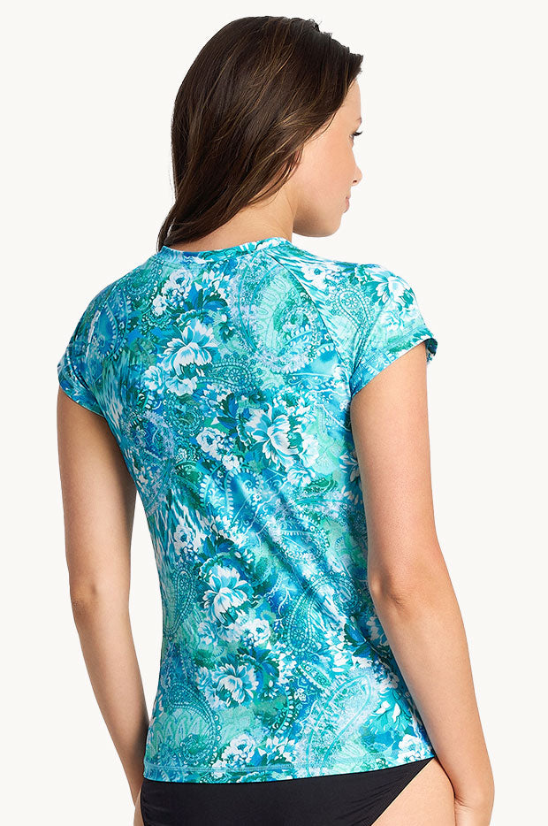 Sunseeker - Sundance Short Sleeve Suntop - Blue | Swimwear Galore AU