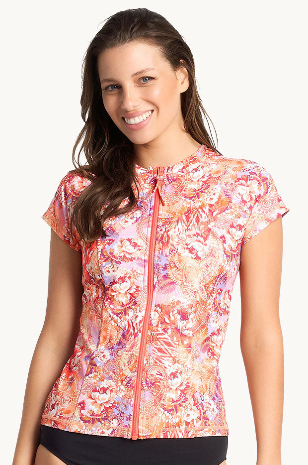 Sunseeker - Sundance Short Sleeve Suntop - Peach | Swimwear Galore AU