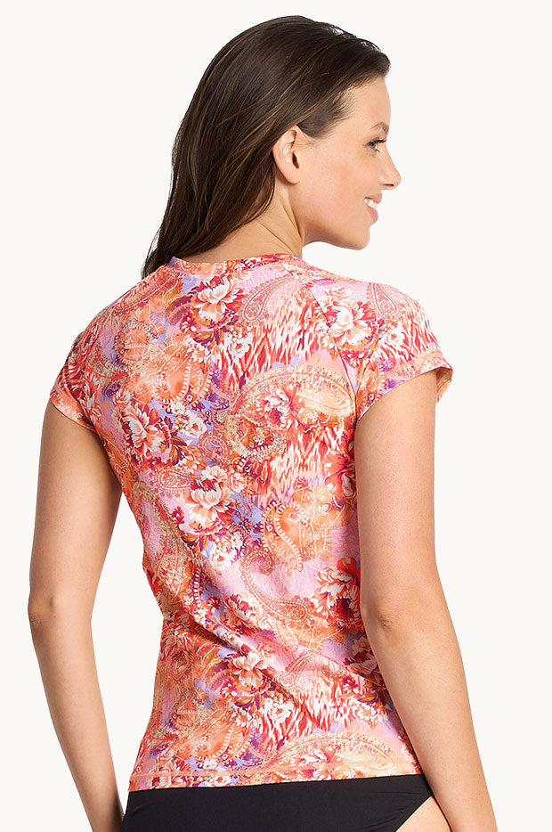 Sunseeker - Sundance Short Sleeve Suntop - Peach | Swimwear Galore AU
