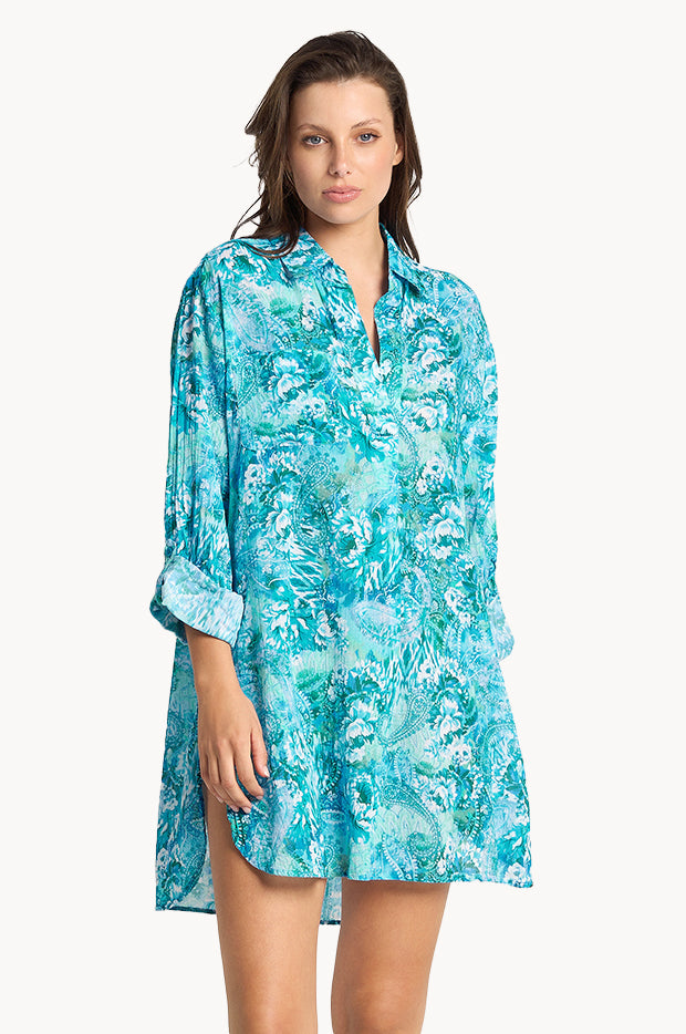 Sunseeker - Sundance Painters Shirt - Blue | Swimwear Galore AU