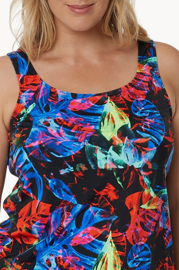 T.h.e. Swimwear - Neon Lights D/DD Cup Tankini Separate - Black/Red