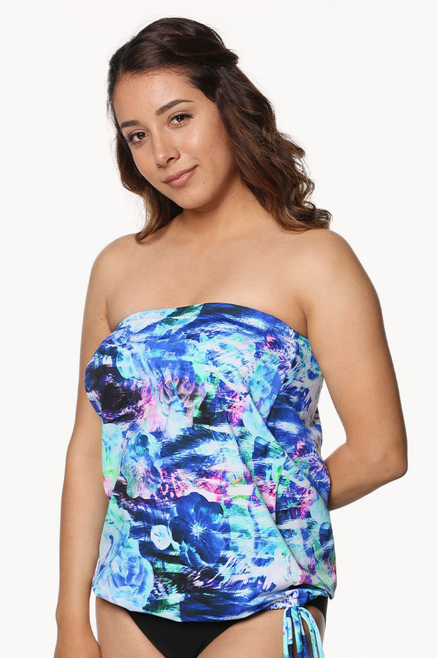 T.h.e. Swimwear - Ocean Rose Bandeau Blouson Tankini Separate + - Ocean