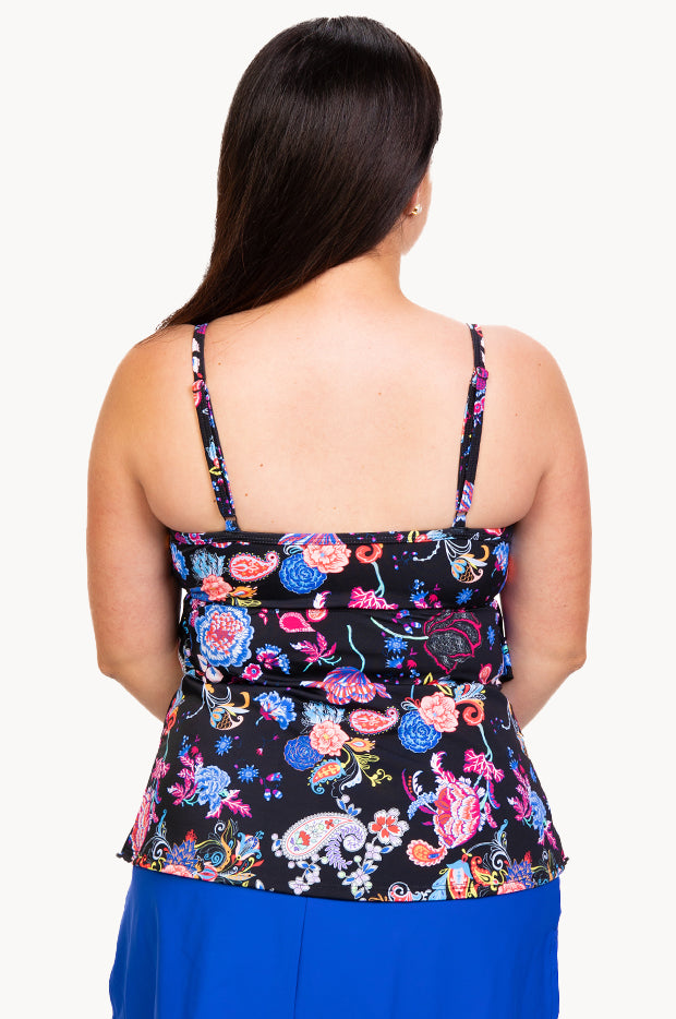 T.h.e. Swimwear - Magic Garden Tiered Tankini Separate - Black/Multi