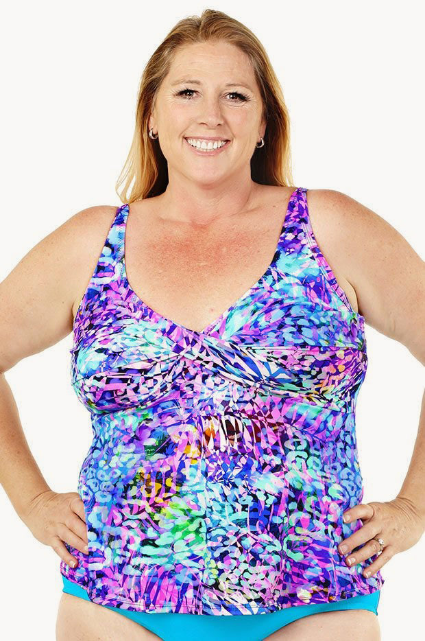 T.h.e. Swimwear - Caribbean Cruise D/DD Twist Tankini Separate - Blue/Pink
