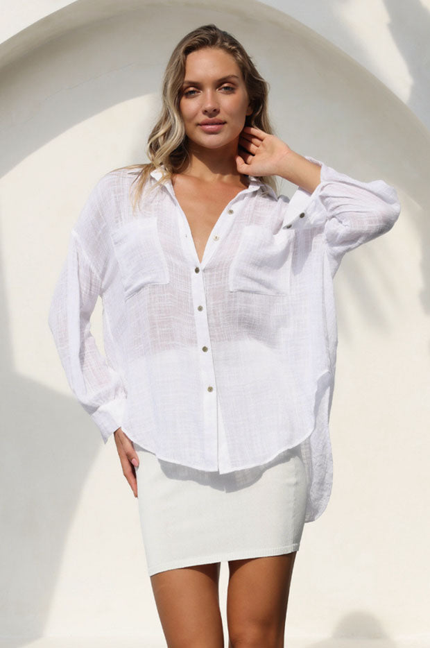 Tigerlily Marley Cruise Shirt White | Swimwear Galore AU