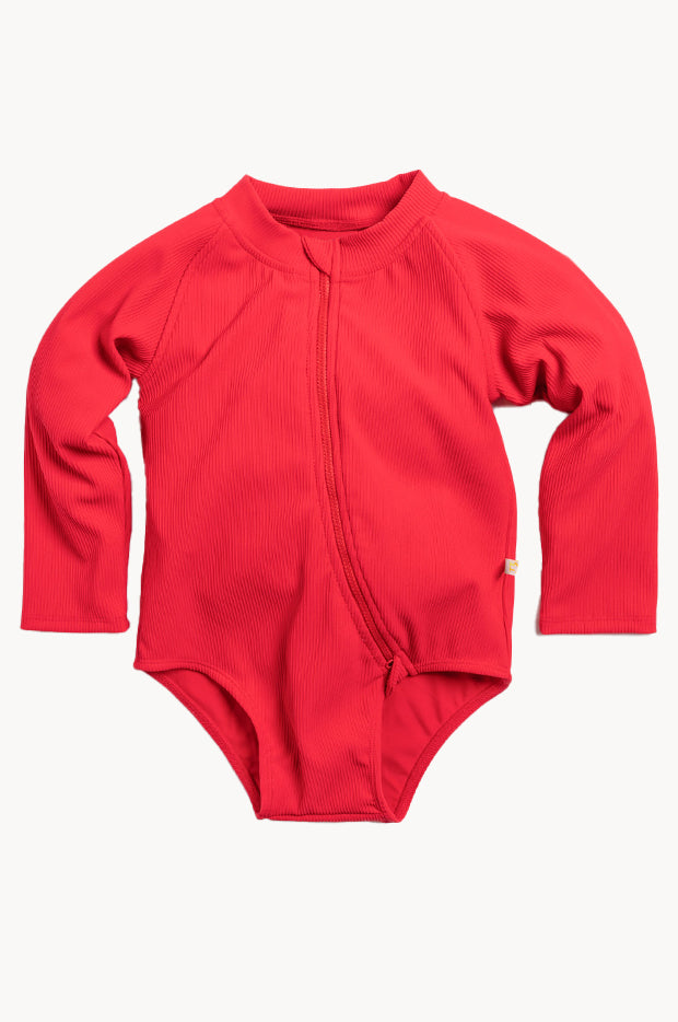 Tini Togs - Baby Girls Long Sleeve Zip Sunsuit - Chilli Red | Swimwear ...