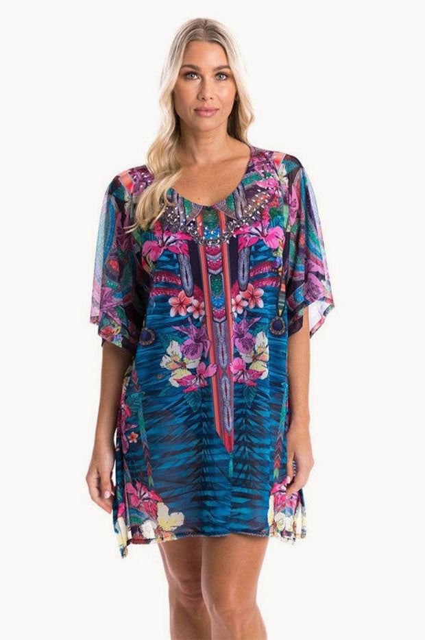 Togs Swimwear Maui Mesh Kaftan Turquoise | Swimwear Galore AU