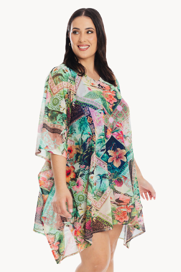 Togs Swimwear - Fiji Mesh Kaftan - Green/Multi | Swimwear Galore AU