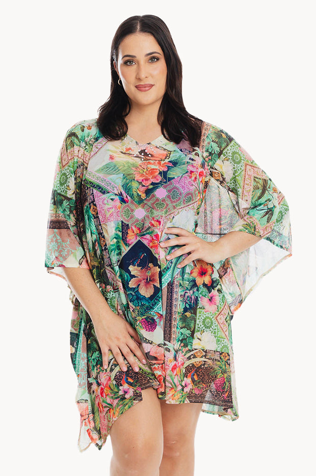 Togs Swimwear - Fiji Mesh Kaftan - Green/Multi | Swimwear Galore AU