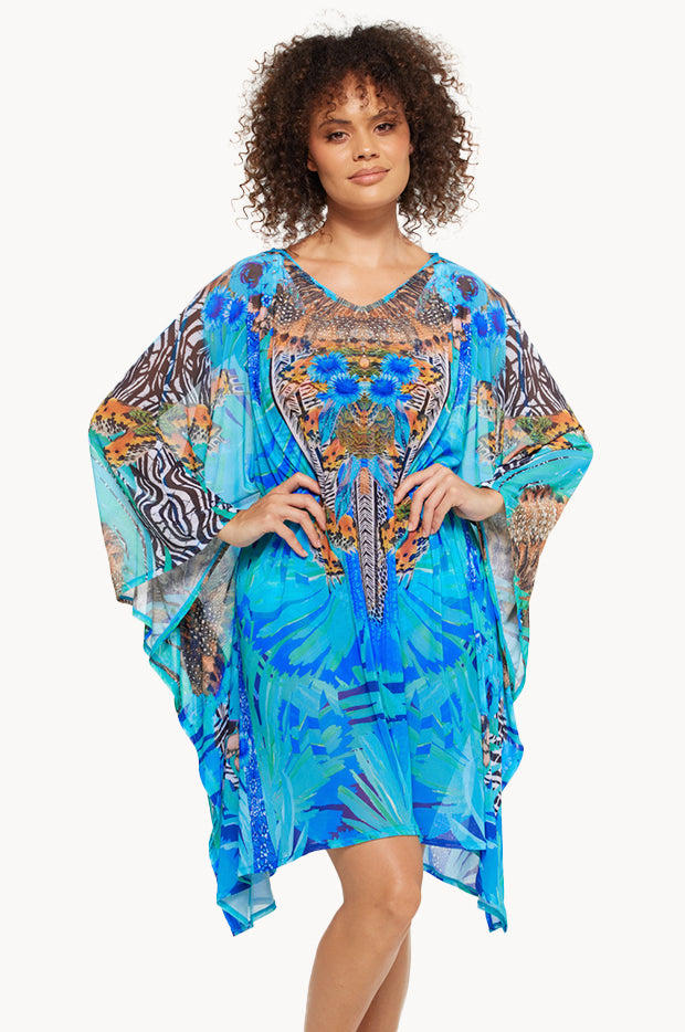 Togs Swimwear - Florence Mesh Kaftan - Blue/Gold | Swimwear Galore AU