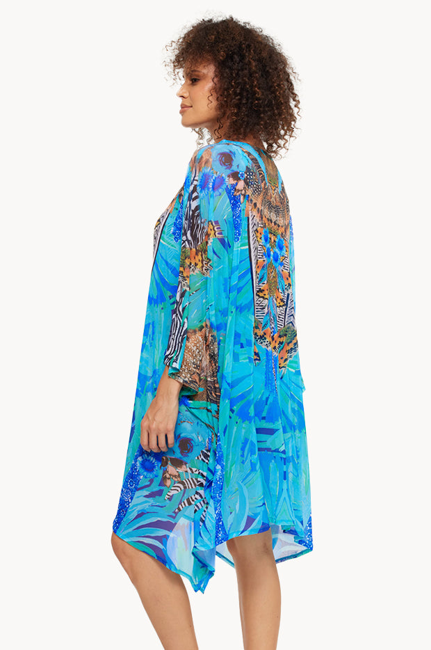 Togs Swimwear - Florence Mesh Kaftan - Blue/Gold | Swimwear Galore AU