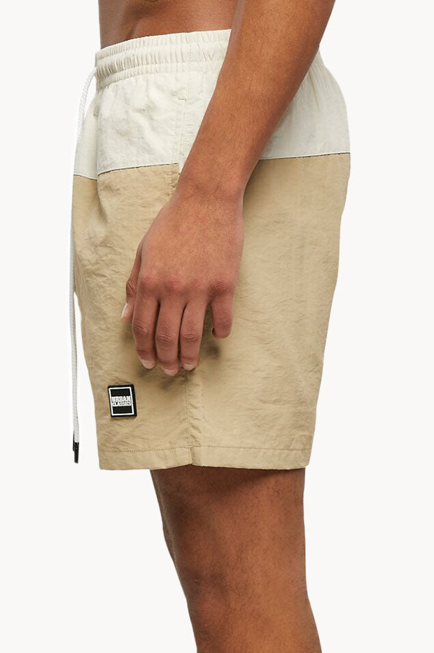 Urban Classics - Mens Block Swim Short - Beige | Swimwear Galore AU