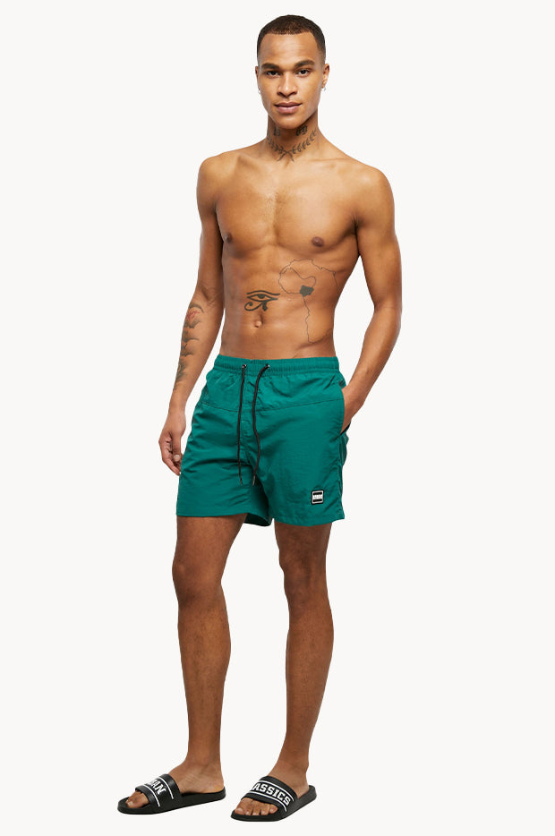 Urban Classics - Mens Block Swim Short - Green | Swimwear Galore AU