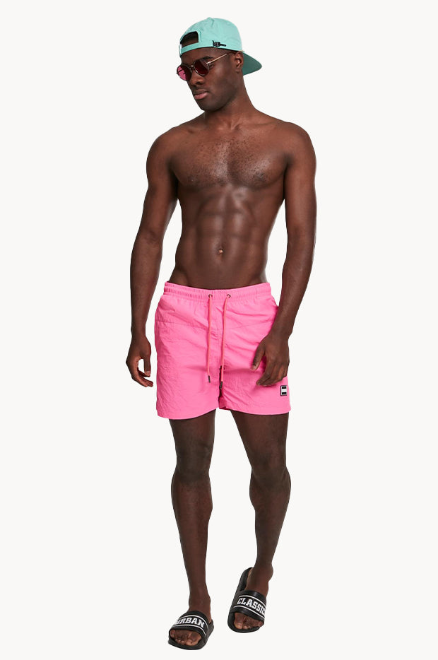 Urban Classics - Mens Block Swim Short - Neon Pink | Swimwear Galore AU