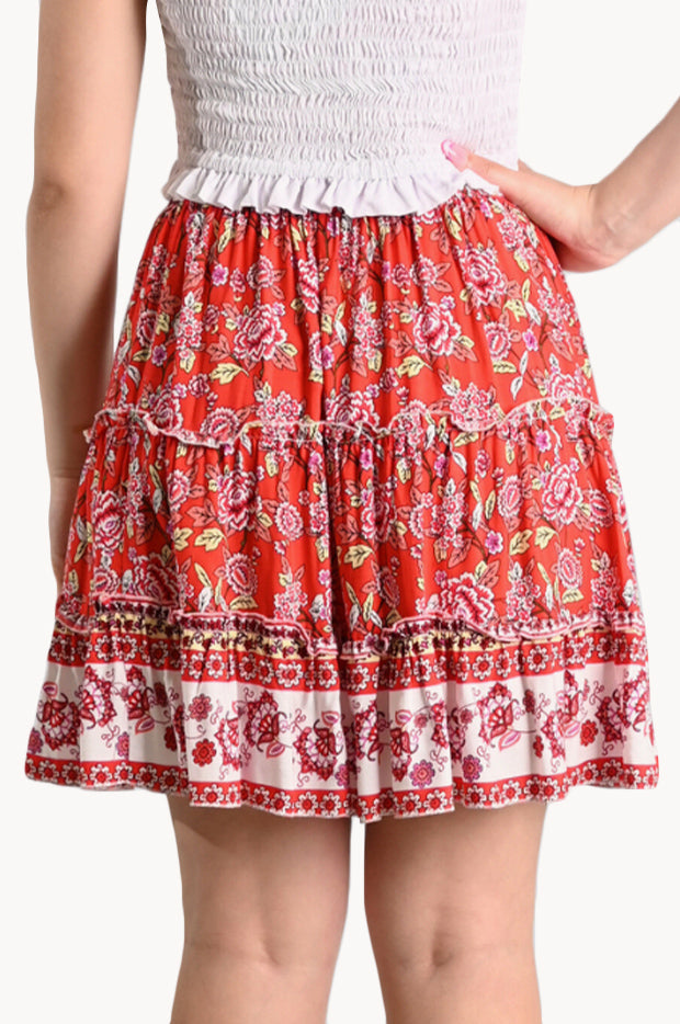 Go Girl - Jingle Bell Sunny Days Short Skirt - Red | Swimwear Galore US