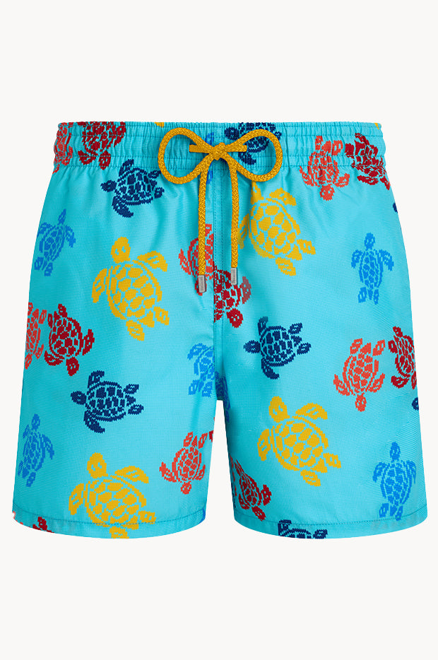 Vilebrequin - Mens Knit Turtle Swim Short - Blue | Swimwear Galore AU