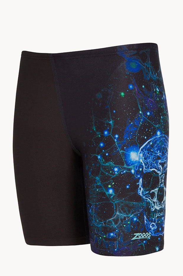 Zoggs - Boys Digital Skull Mid Jammer - Black/Blue | Swimwear Galore US