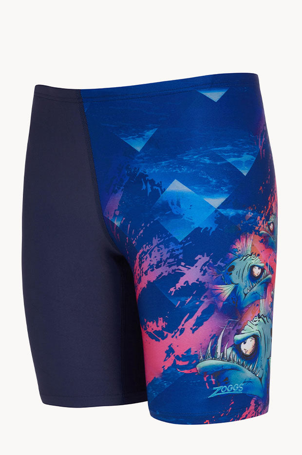 Zoggs - Boys Fish Fury Mid Jammer - Navy/Blue | Swimwear Galore US