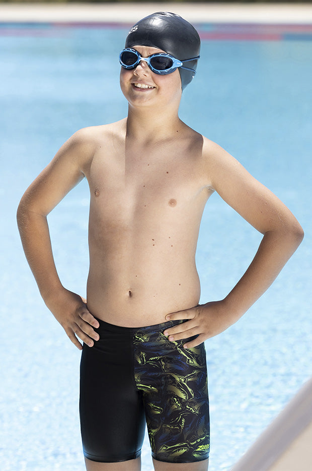 Zoggs - Boys Rex Mid Jammer - Black/Yellow | Swimwear Galore US