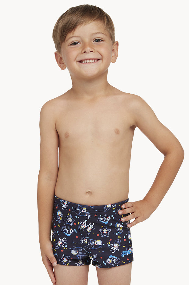 Zoggs - Boys Sea Ahoy Hip Racer Trunk - Navy/Multi | Swimwear Galore AU