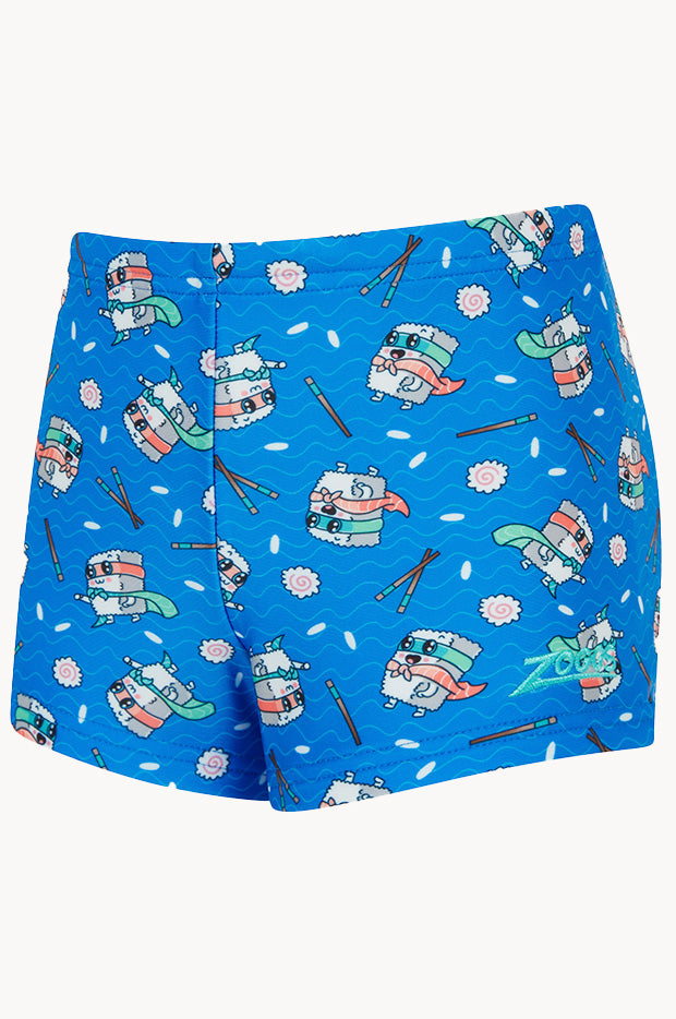 Zoggs - Boys Super Sushi Hip Racer Trunk - Blue | Swimwear Galore US