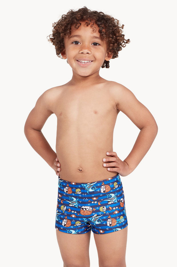 Zoggs Boys Seven Seas Hip Racer Trunk Blue/Navy | Swimwear Galore AU