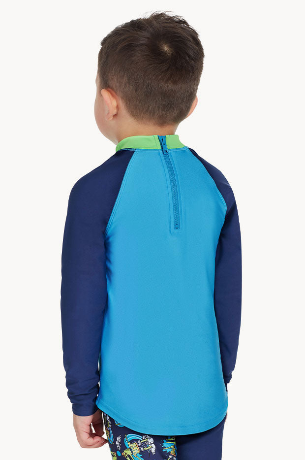 Zoggs - Boys Crocodile Long Sleeve Suntop - Navy/Blue | Swimwear Galore AU