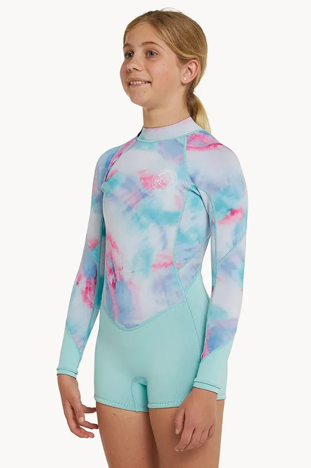 Oneill - Girls Bahia Long Sleeve Boyleg Wetsuit - Blue/Pink | Swimwear ...