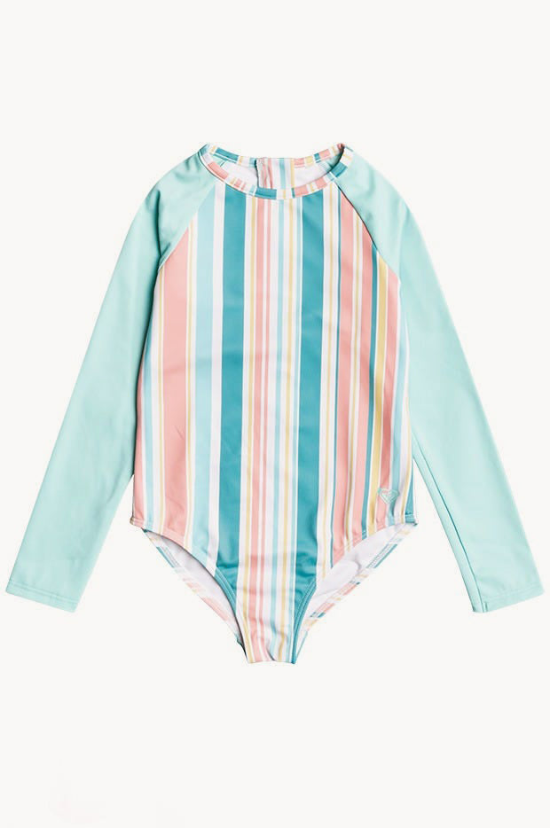 Roxy - Girls Latigo Bay Stripe Sunsuit - Turquoise | Swimwear Galore AU