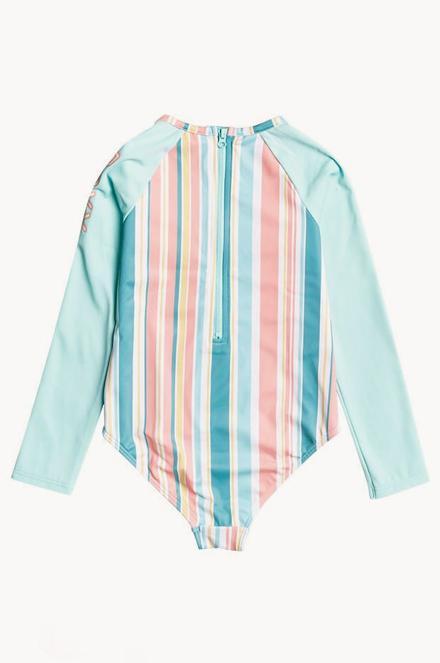 Roxy - Girls Latigo Bay Stripe Sunsuit - Turquoise | Swimwear Galore AU
