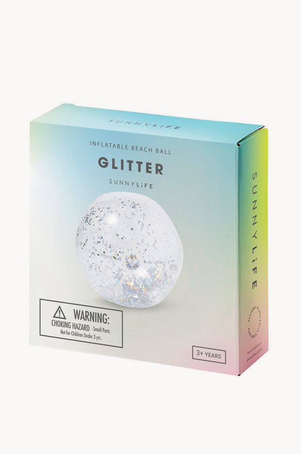 Sunny Life Glitter Inflatable Beach Ball Clear | Swimwear Galore US