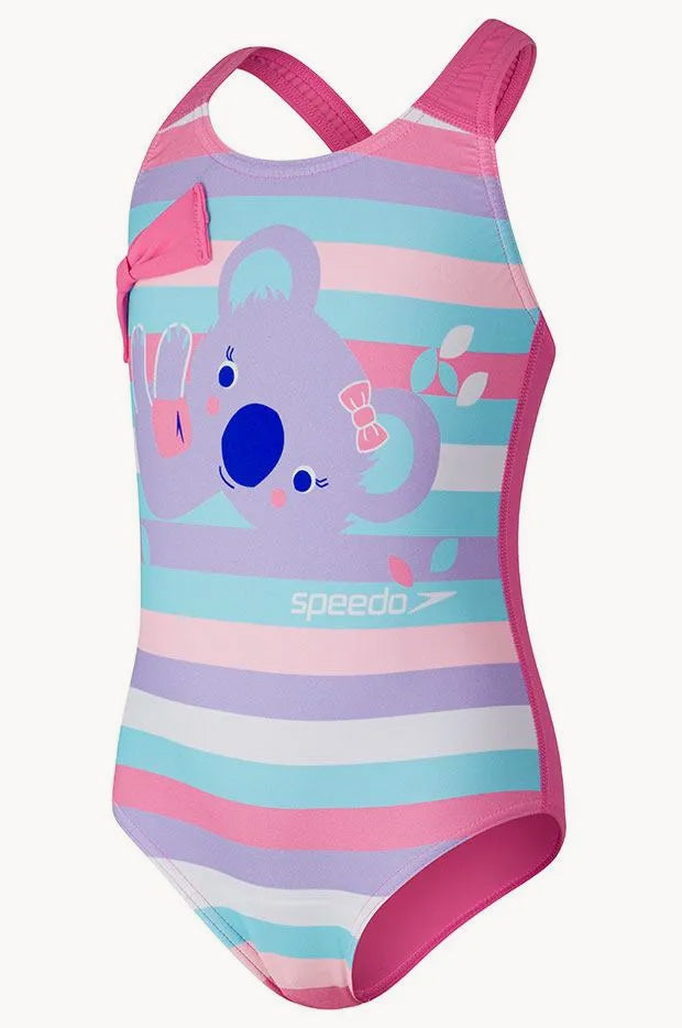 Speedo - Girls Koko Koala Crossback One Piece - Pink | Swimwear Galore US